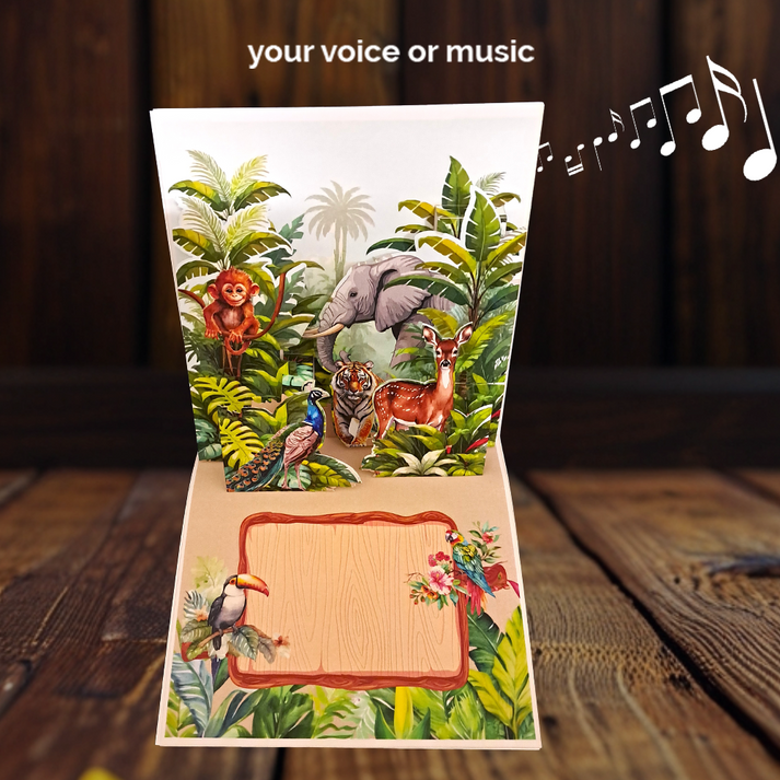 3D Jungle Musical Birthday Card for Kids | Designarium